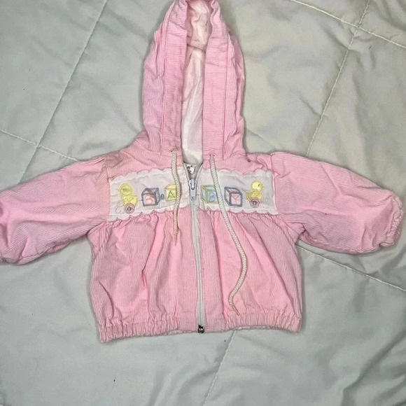 Vintage | Jackets & Coats | Vtg 9s Pink Baby Girl Kawaii Eyelet Jacket ...